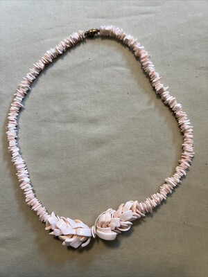 Vintage Carved Peach Half Moon Shell Center Puka Shell Chip 16” Choker Necklace | eBay