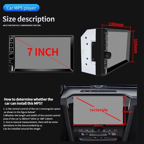 Stereo Double 2DIN 7" HD Car MP5 Player Bluetooth Touch Screen Radio ...