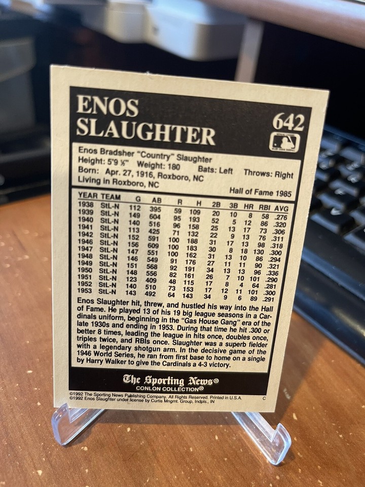 1992 Conlon TSN Autograph #642 Enos Slaughter Cardinals | eBay