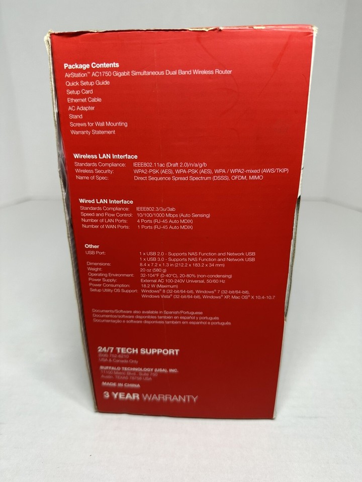 Buffalo AirStation WZR-1750DHP AC 1750 Gigabit Dual Band Wireless ...