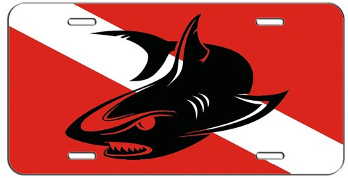 CUSTOM LICENSE PLATE SHARK SCUBA DIVER FLAG AUTO TAG | eBay