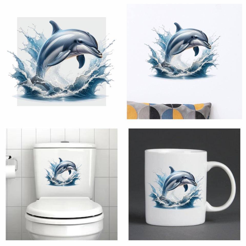 Jumping Dolphin Vinyl Art Wall Sticker Dolphin Decal Sea Life Decor ...