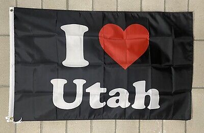 I Love Utah Heart Flag FREE SHIP Conquer State Beer Man Cave Sign 3x5 ...