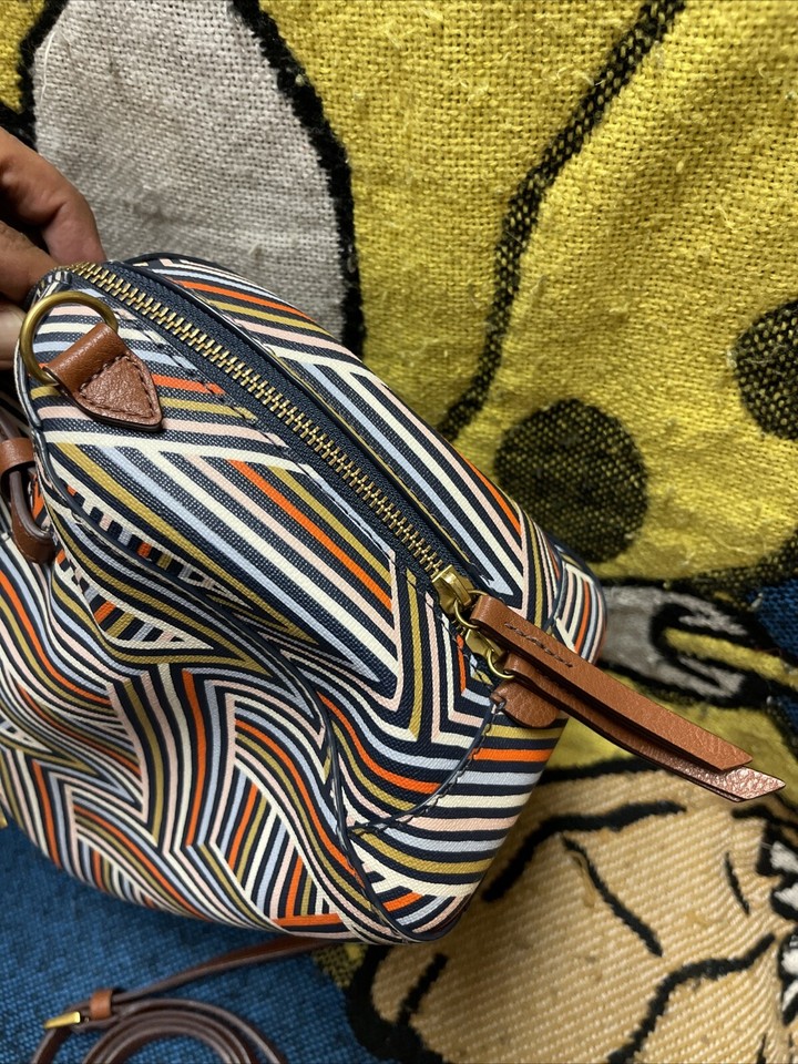 Fossil Rachel Satchel Crossbody Handbag Purse Multicolor Stripes ...