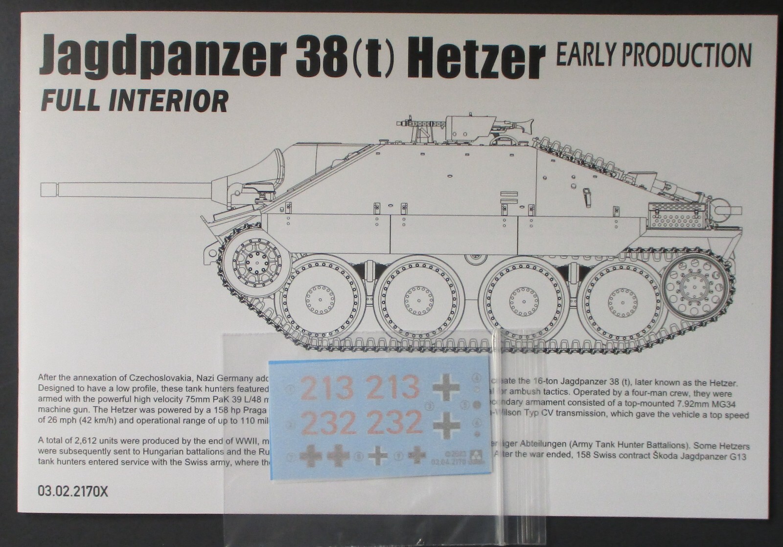 Takom 1/35 Scale Hetzer Early Production - Decals from Kit No. 2170x | eBay