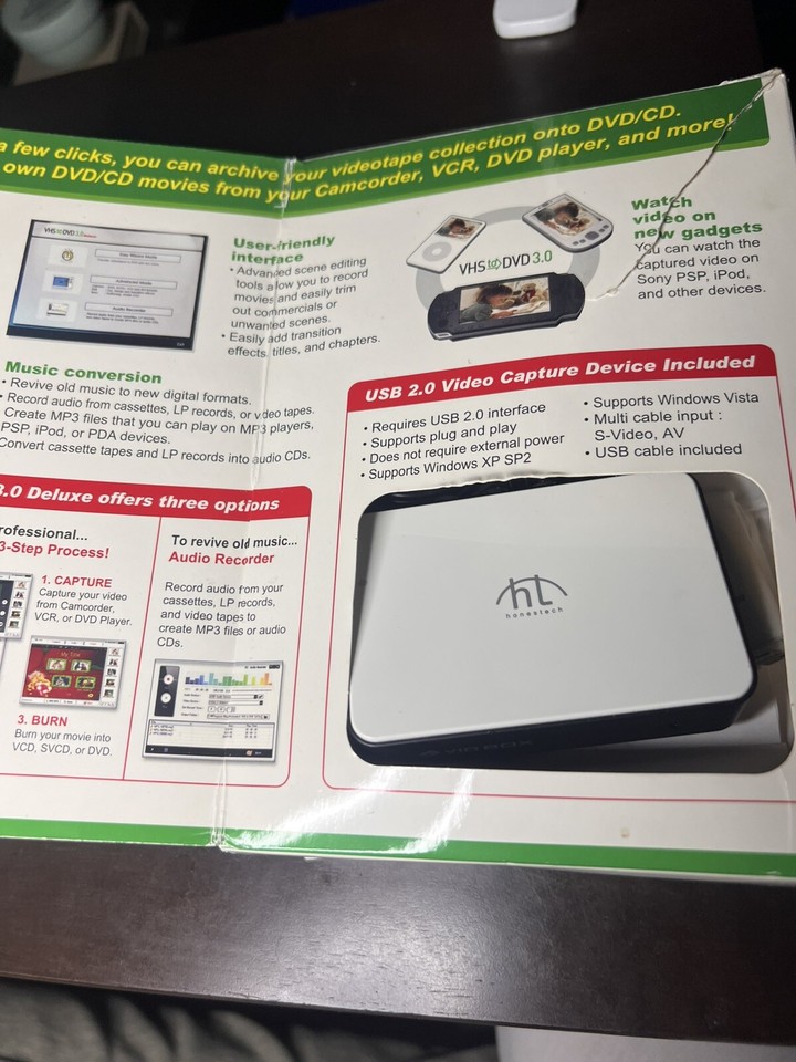 VHS To DVD 3.0 Deluxe By Honestech With USB 2.0 Capture Device Included ...