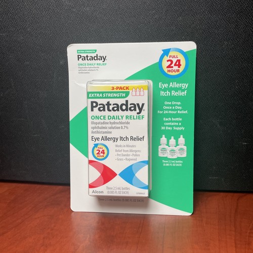 3-Pack Pataday Extra Strength Eye Allergy Itch Relief Drops 2.5mL each ...