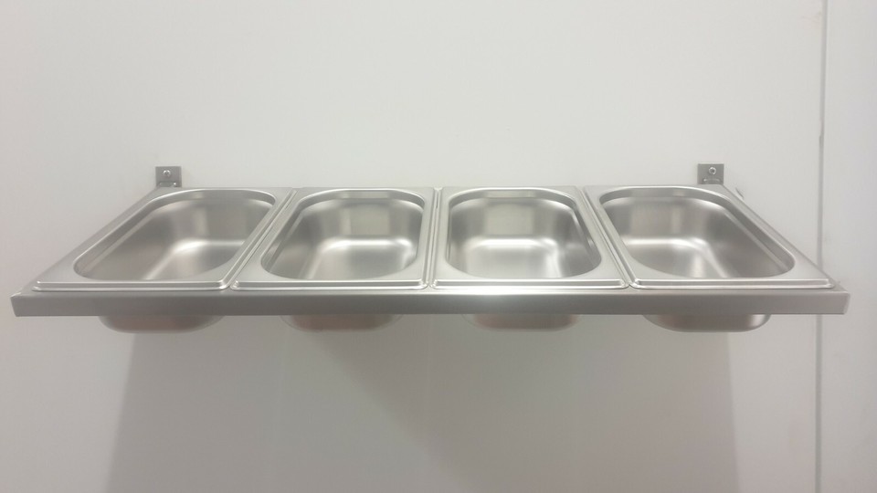 Pro Commercial Spice rack / shelf - 1/6 GN x 5 Gastronorm Pot Size ...