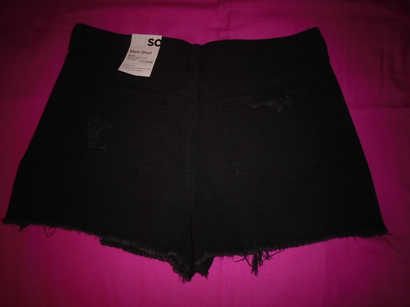 NEW Women's Size 17 / 33 SO Brand Jean Shorts Black High Rise Mom ...