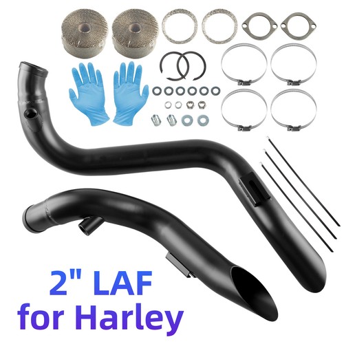 2" LAF Exhaust Pipes w/ Flange Kits for Harley Sportster Dyna Black US ...