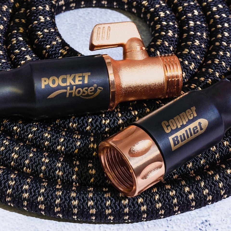 Pocket Hose 50FT Expandable Copper Bullet Garden Hose w/ Nozzle - USA ...