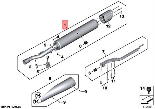 New BMW Genuine K34 0L23 Silencer Right CHROME 18519467674 | eBay