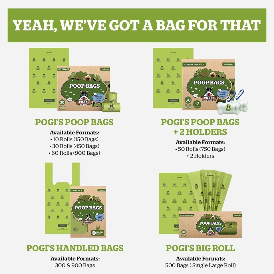 Pogi’s Extra Thick Dog Poop Bags - 50 Rolls with Fresh Powder Scent ...