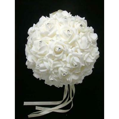 White Diamante Rose Flower Wedding Pomander Kissing Ball - 25cm | eBay