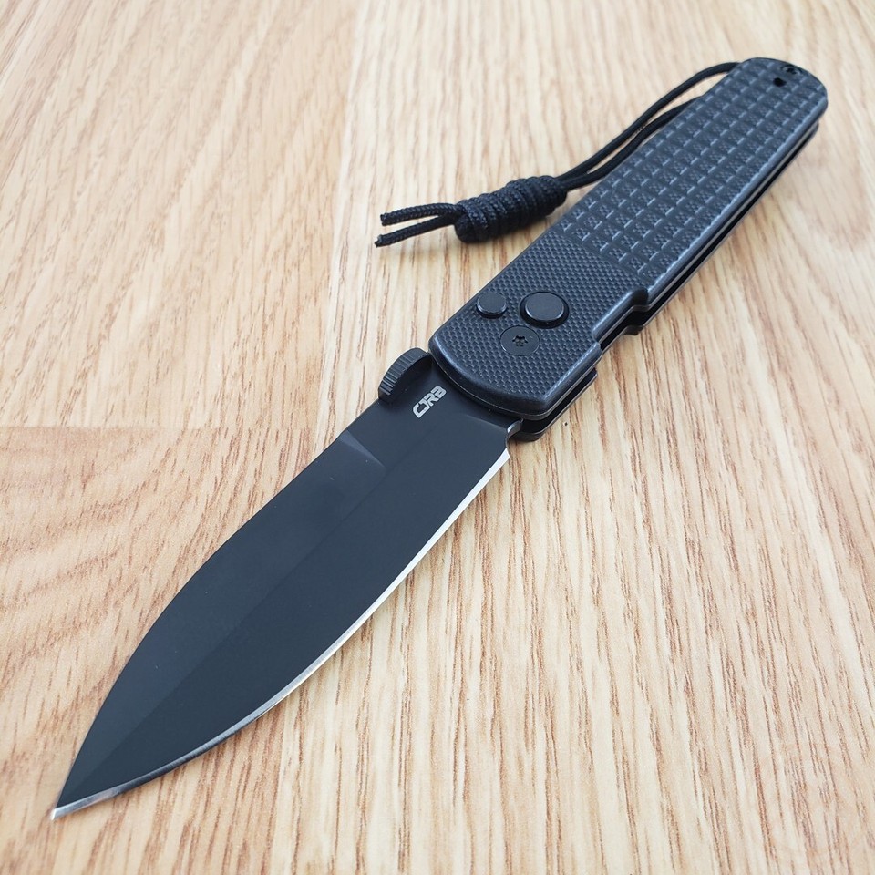 CJRB Locust Folding Knife 3.13" AR-RPM9 Steel Blade Black Textured G10 ...