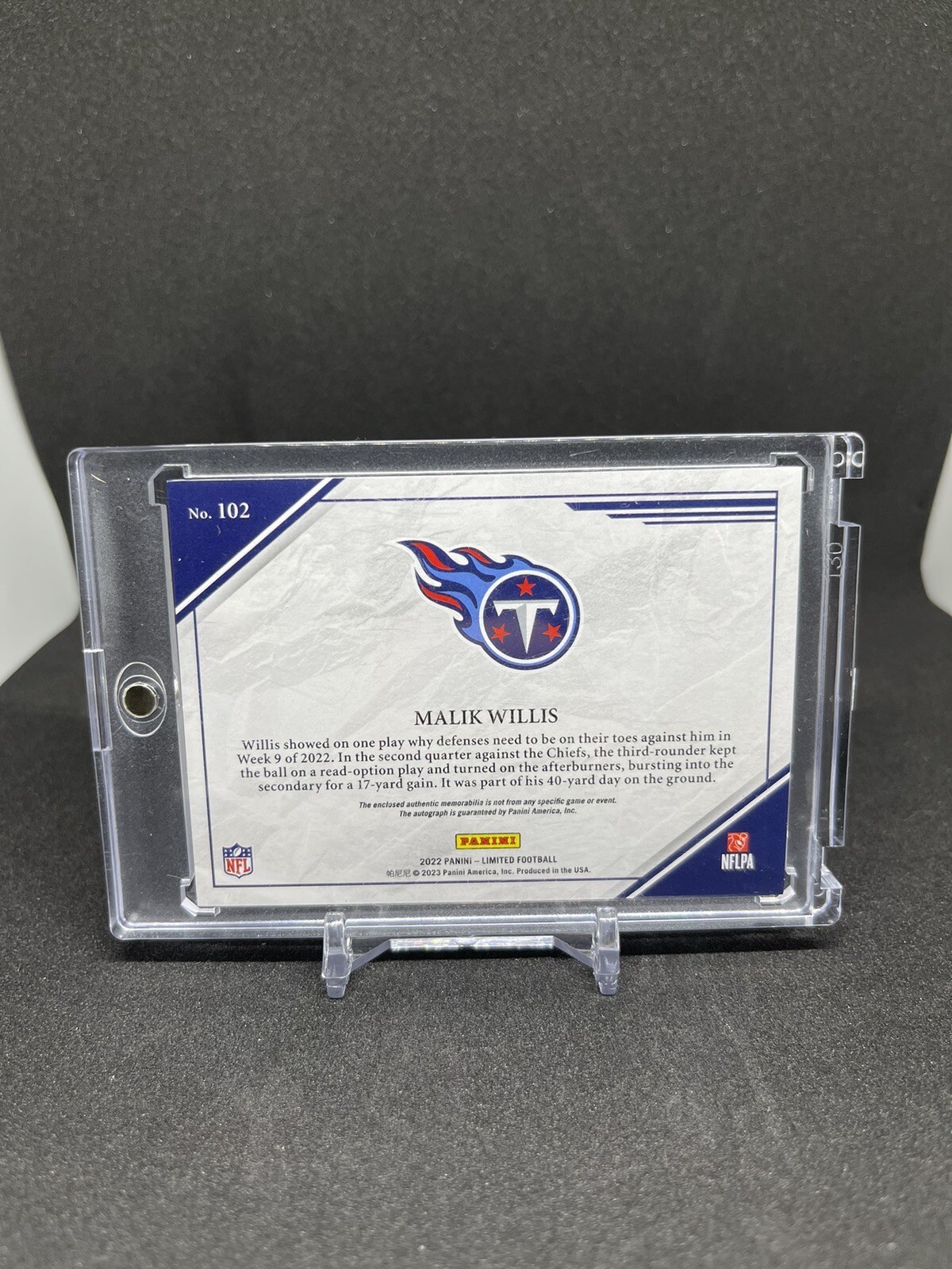 2022 Panini Limited Malik Willis RPA RARE 3 Color Patch Blue Ink Auto ...