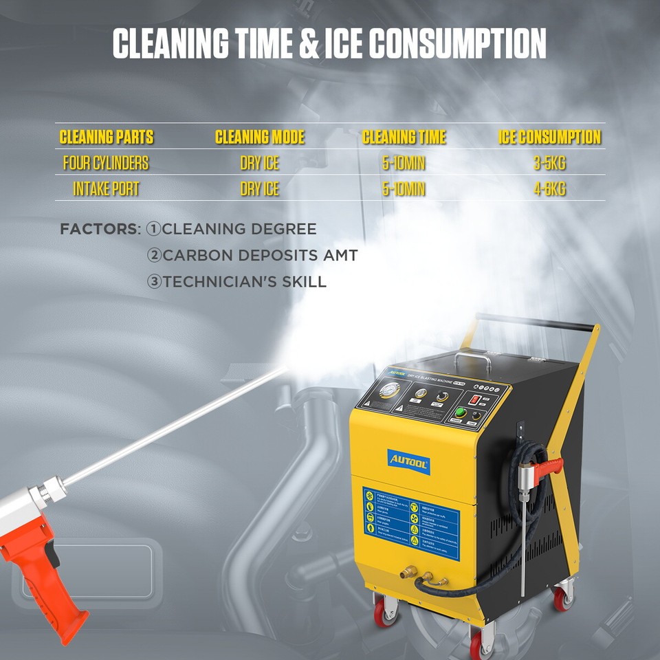 AUTOOL HTS708 Car Aviation Dry Ice Blaster Dry Ice Blasting Cleaning ...