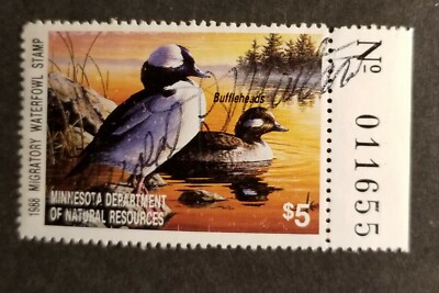 1988 Minnesota Waterfowl Hunting Duck Stamp Used Signed z1729 | eBay