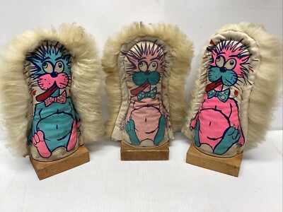 Vtg Lot of 3 Carnival Amusement~Ball Toss/Cat Rack Game~12" Cat Punk ...