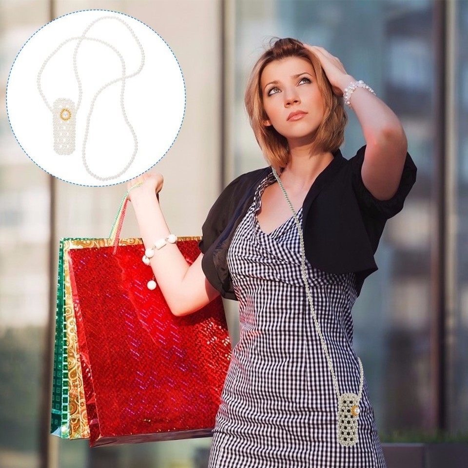 1pc Pearl Messenger Bag Hand-knitted Bag Mini Beaded Lipstick Pearl ...