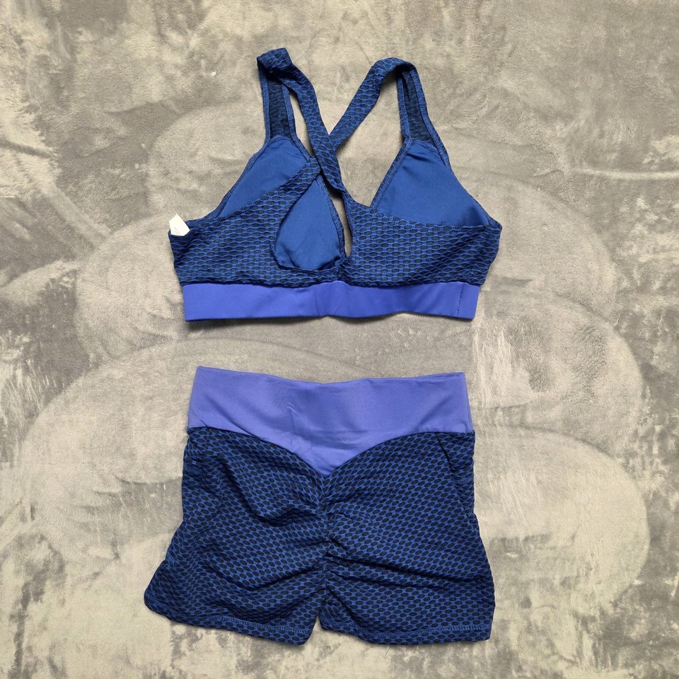 Women's Fitness Butt Lift Bike Shorts Padded Bra SET Soft Stretch ...