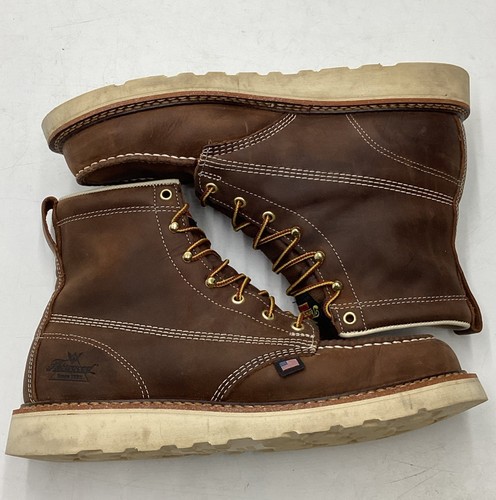 Thorogood 814-4203 Men's 6" Leather Soft Moc Toe Work Boots Brown Size ...