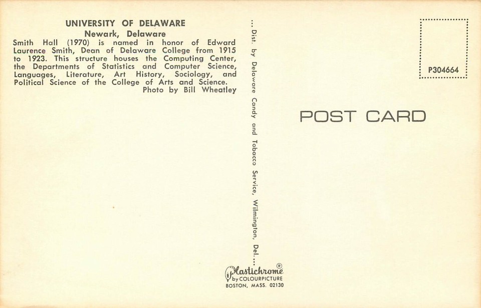 UDEL University Delaware Postcard Vintage Unused Newark Delaware Bill ...
