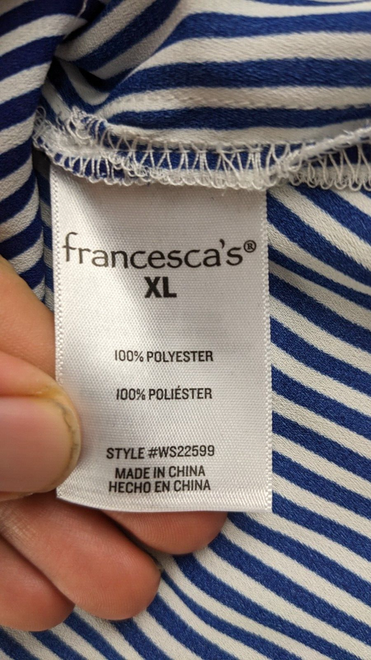 Audrey Parks Francesca's Blouse Sailor Stripes Hickory Yacht Women's XL NWT | eBay