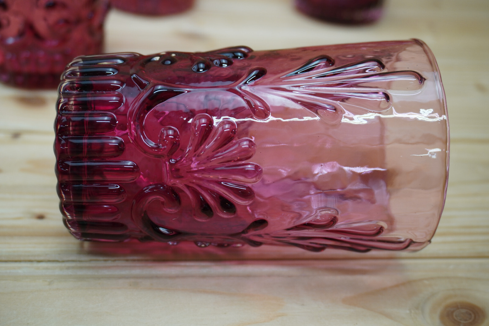 Pilgrim Glass Adams Cranberry (5) 12 ounce Tumblers, 5" (S53) | eBay