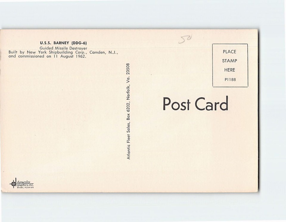 Postcard U.S.S. Barney (DDG 6) Guided Missile Destroyer | eBay