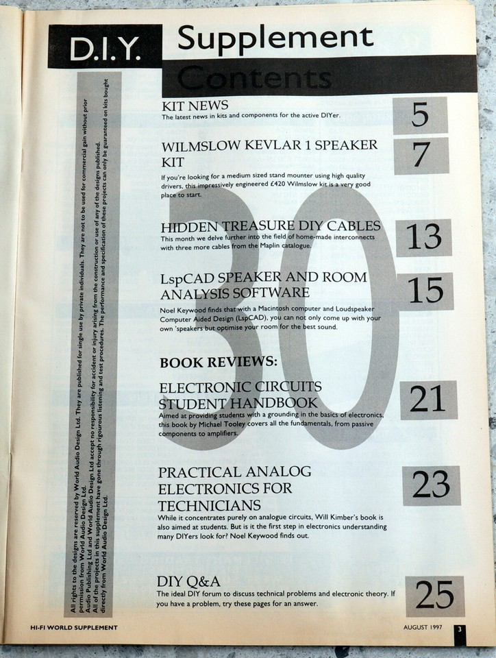 Hi-Fi WORLD Hi-Fi Supplement vintage Audio Hi-Fi magazine NO 30 AUGUST ...