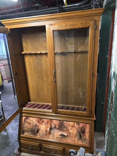 Solid wood gun cabinet with taxidermy display | eBay