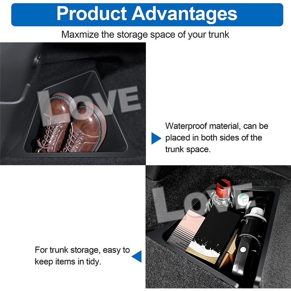 Tesla Model Y Car Rear Trunk Storage Box Trunk Organizer Side Packets ...