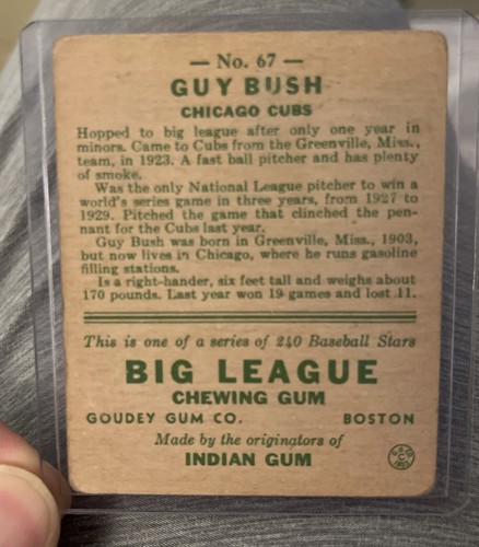 1933 Goudey #67 Guy Bush RC Vintage Baseball Card | eBay