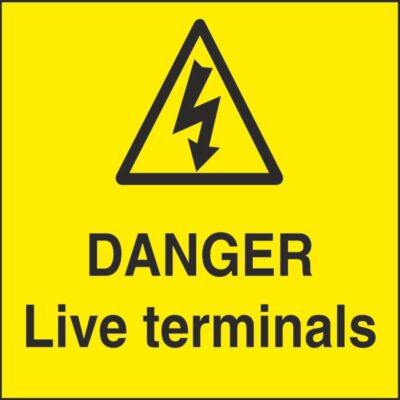 Danger Live Terminals 50mm x 50mm Health And Safety Warning Sticker ...