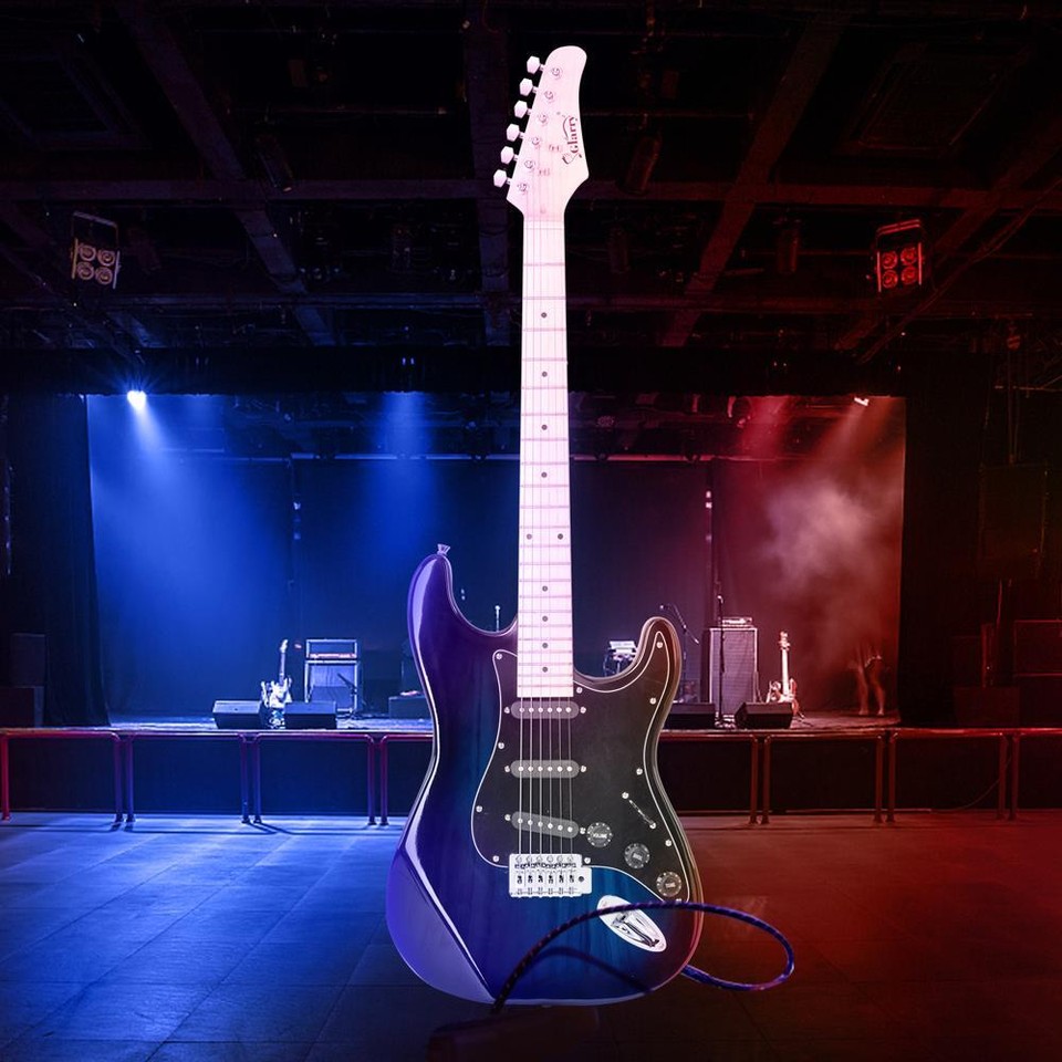Glarry GST 3 Single Pickup Electric Guitar W/ Pickguard Bag Strap Pick ...