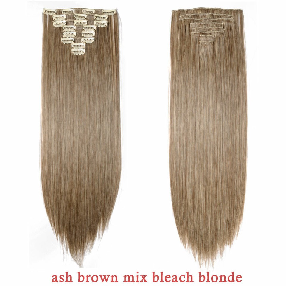 100% Natural 8Pcs Clip In Hair Extensions Full Head As Human Real Long ...