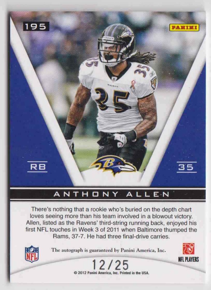 2011 Totally Certified Freshman Phenoms Gold Anthony Allen Rookie Auto ...