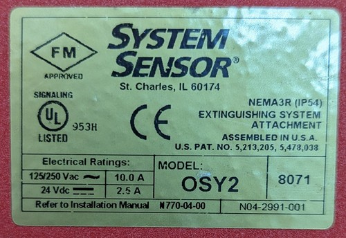 System Sensor OSY2 Supervisory Switch - SAME DAY SHIPPING | eBay