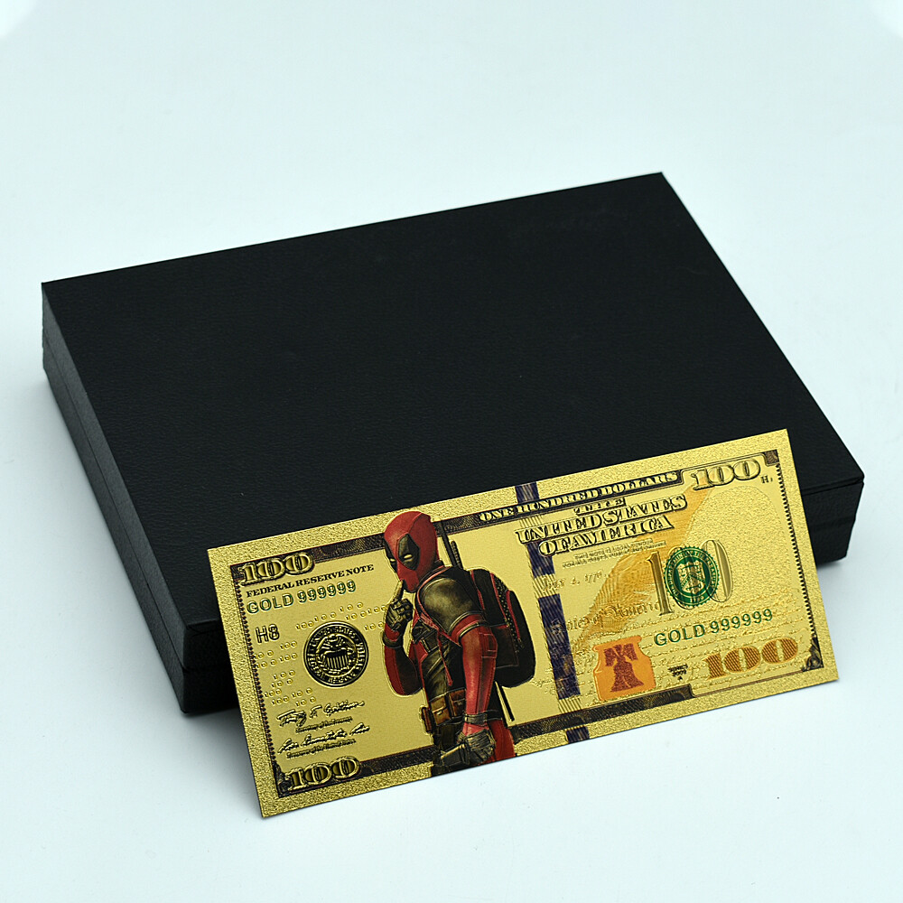 10 Pcs Marvel Deadpool Gold Foil Banknote 100 US Dollar Crafts ...