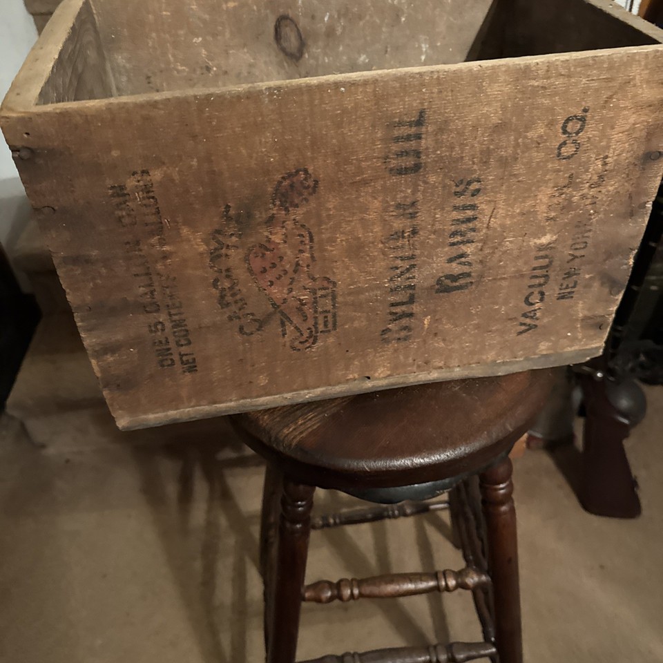 Vintage Gargoyle Mobiloil Cylinder Oil Wood Crate Box | eBay