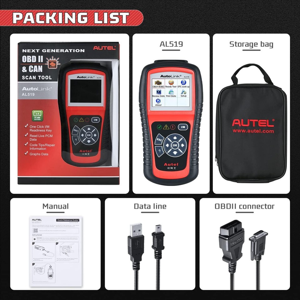 Autel AutoLink AL519 OBD2 Auto Diagnostic Scan Tool Code Reader Engine ...
