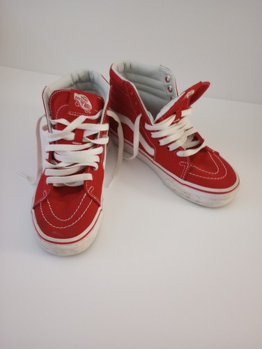 Vans Off The Wall Sk8 Hi Unisex Mens 53.5Woman’s 5 Red Canvas High Top ...