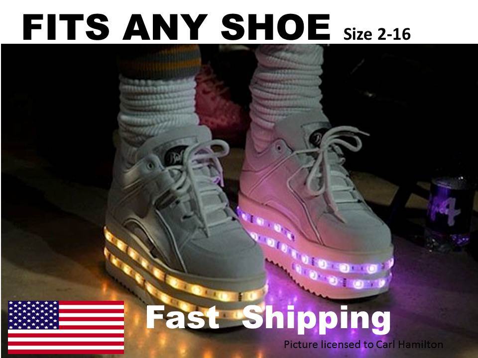 LED Shoe KIT -- light up "YOUR" shoes - kit fits any size 6 7 8 9 10 11 ...