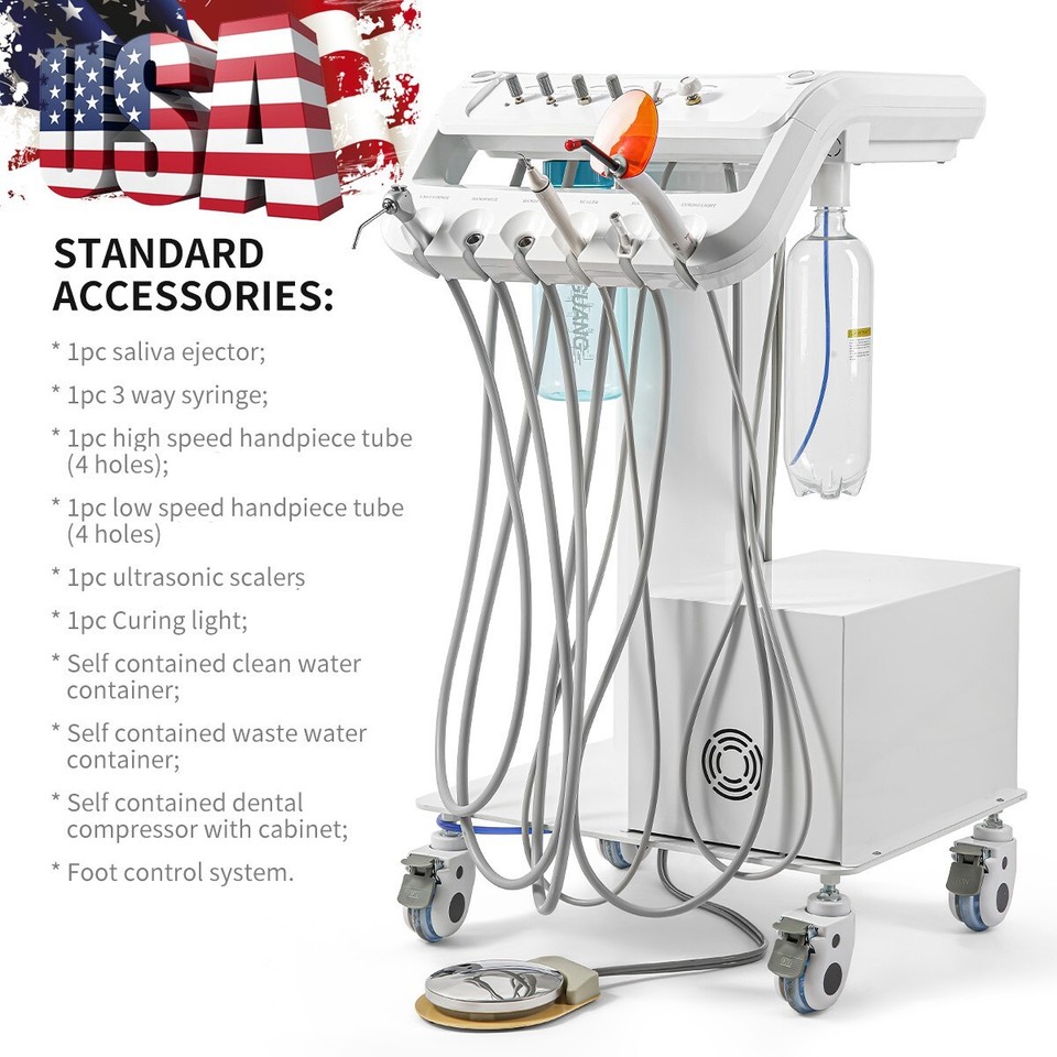 Dental Portable Mobile Delivery Unit System 4 Holes Air Compressor ...