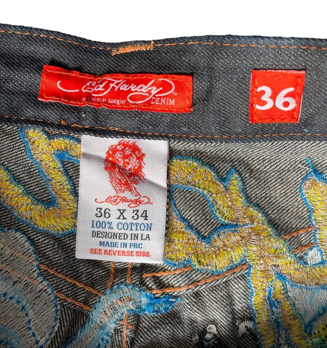 RARE Ed Hardy Dark Wash Japan Tiger Dragon Floral Tat… - Gem