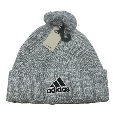 Adidas Recon 3 Ballie Beanie Hat Mens White Light Gray Fleece Lined One ...