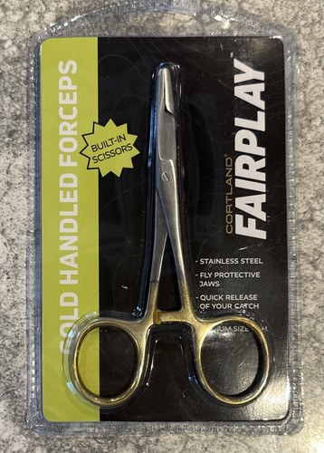 Cortland FairPlay Gold Handled Forceps With Built In Scissors Fly ...