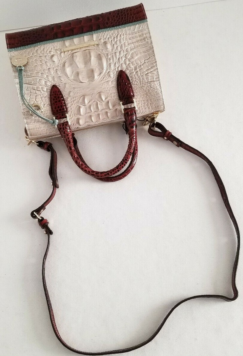 🌹Brahmin Anywhere Convertible Satchel Linen Tri-color Leather Bag NWT ...
