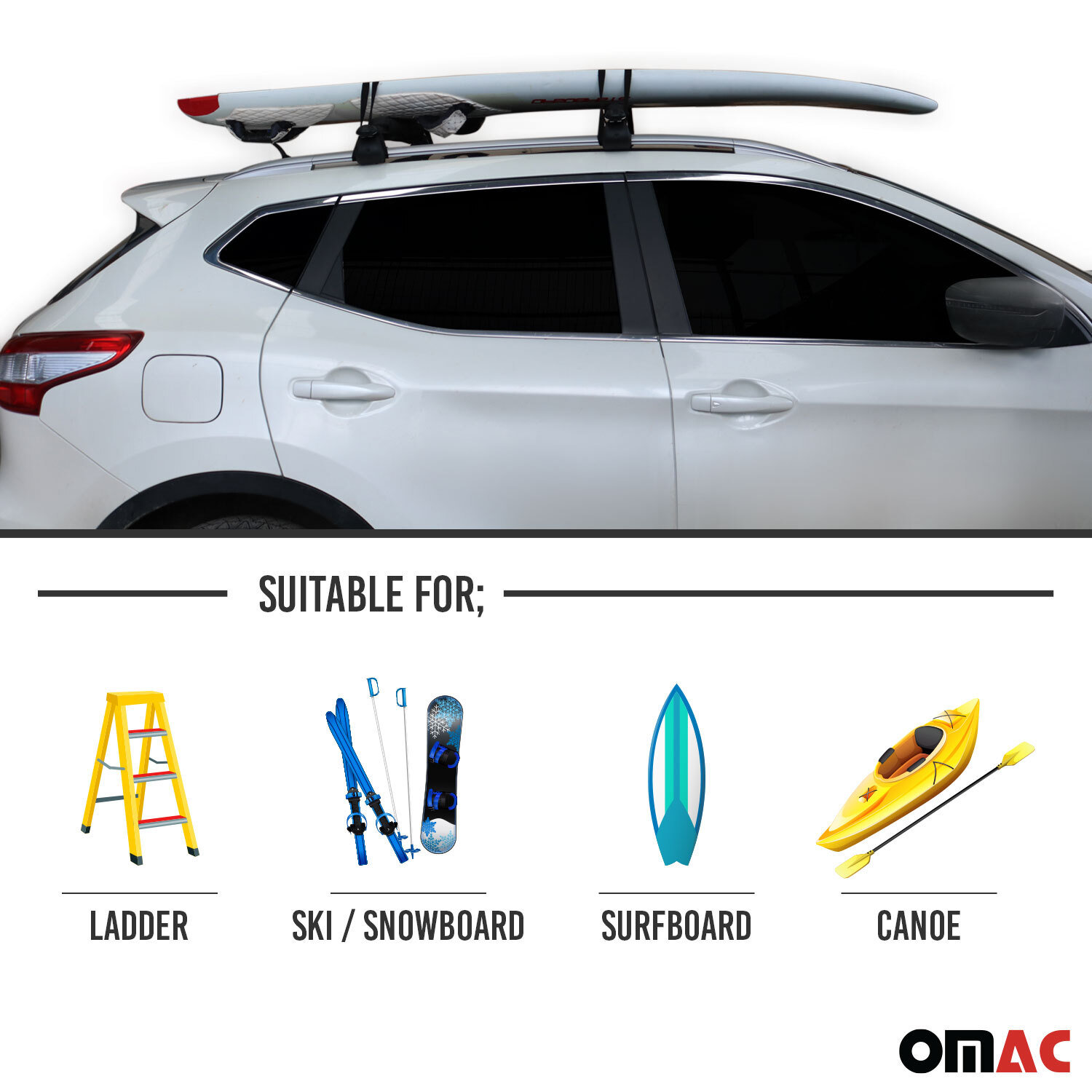 19" Roof Rack Pad for Subaru Surfboard Kayak Canoe Cross Bars Protector ...